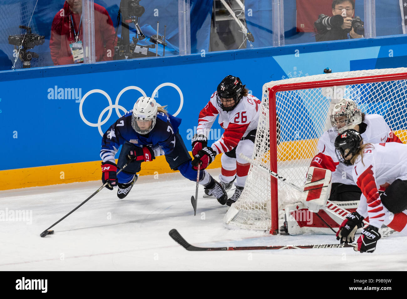 Monique Lamoureux-Morando (USA) and Natalie Spooner (CAN) during the ...