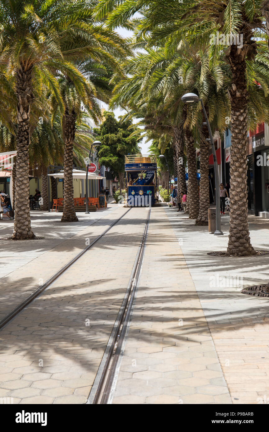 Tourist tram / streetcar in Oranjestad, Aruba, Dutch Caribbean Stock ...