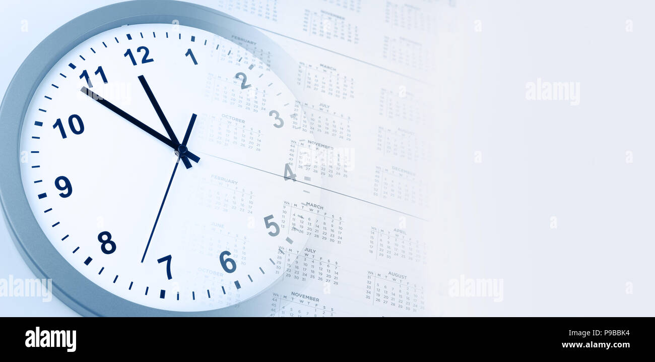 Clock face and calendar composite Stock Photo - Alamy