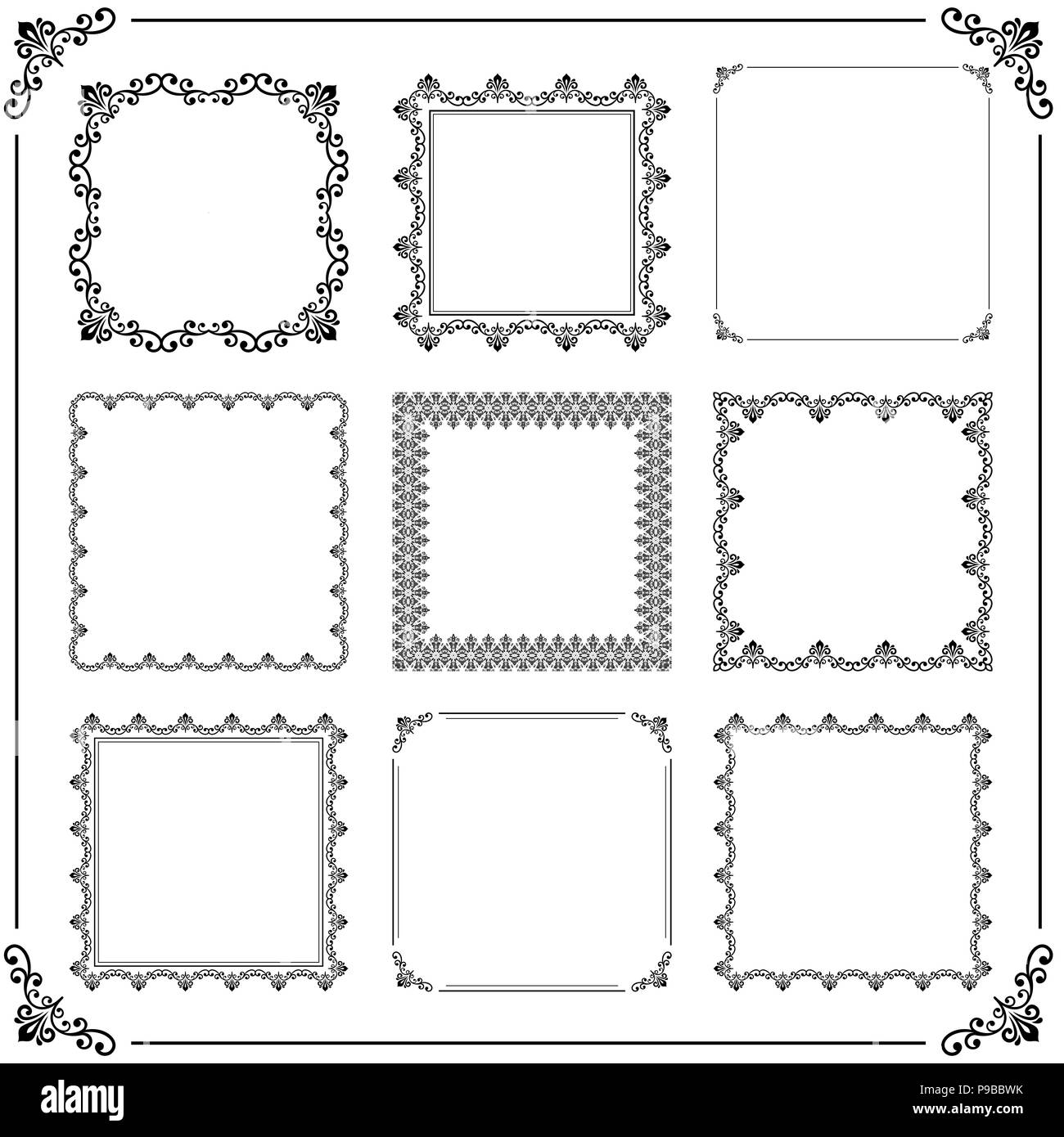 Vintage Set of Square Elements Stock Photo - Alamy