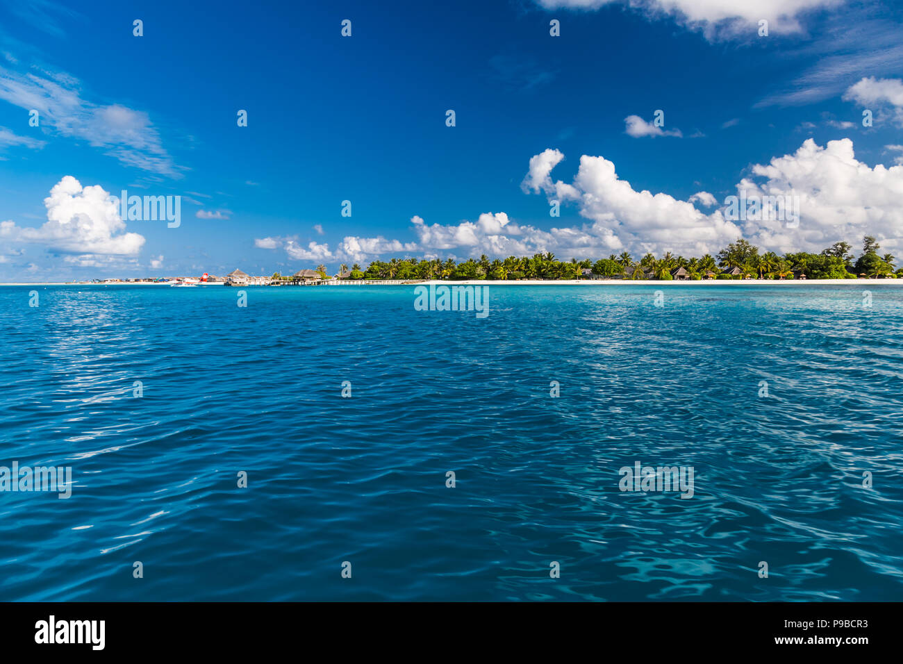 Tranquil scenery, relaxing beach, tropical landscape design. Summer ...