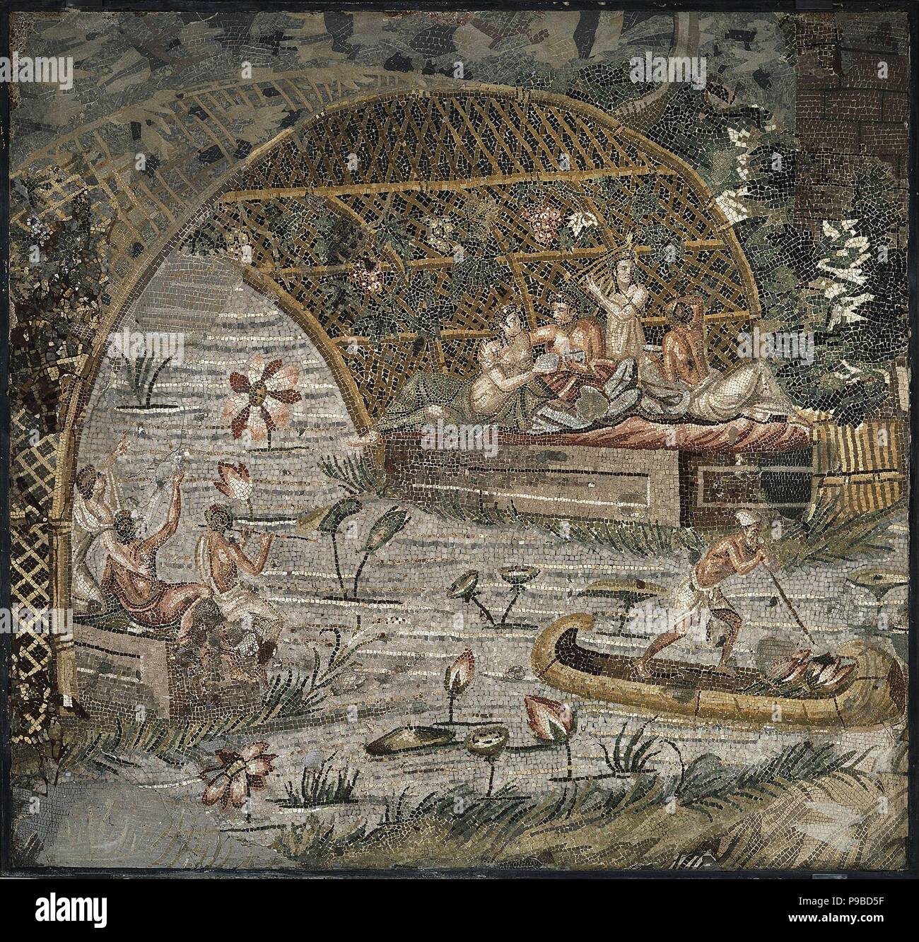 Nile mosaic of Palestrina. Museum: Staatliche Museen, Berlin Stock ...