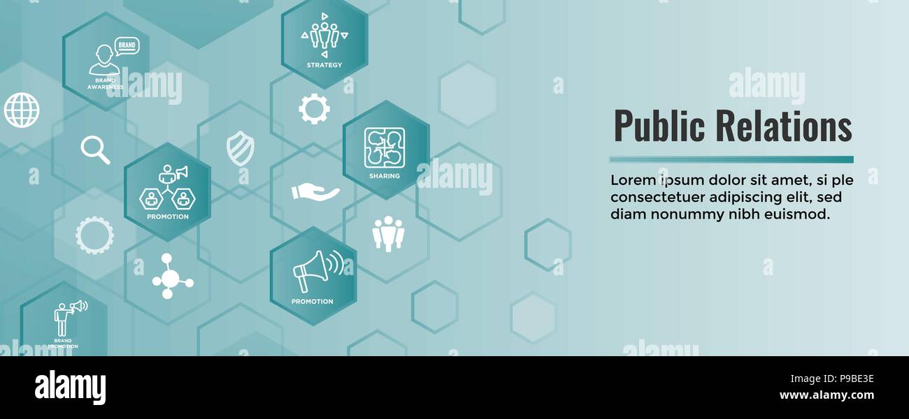 Public Relations Web Header Banner and Icon Set w brand awareness ...