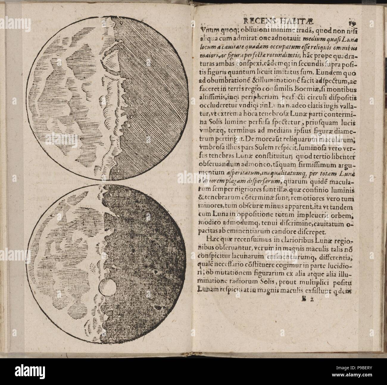 Leaf of book "Sidereus Nuncius (Sidereal Messenger)" by Galileo Galilei ...