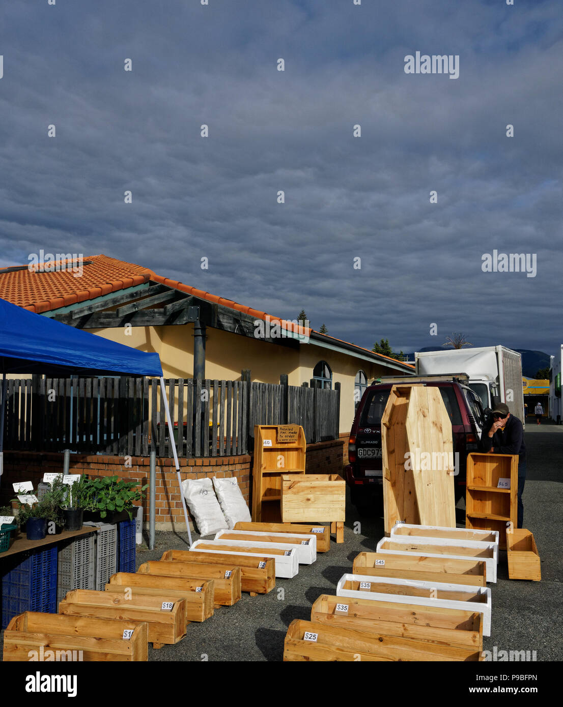 Coffin sales at an open air market Stock Photo - Alamy