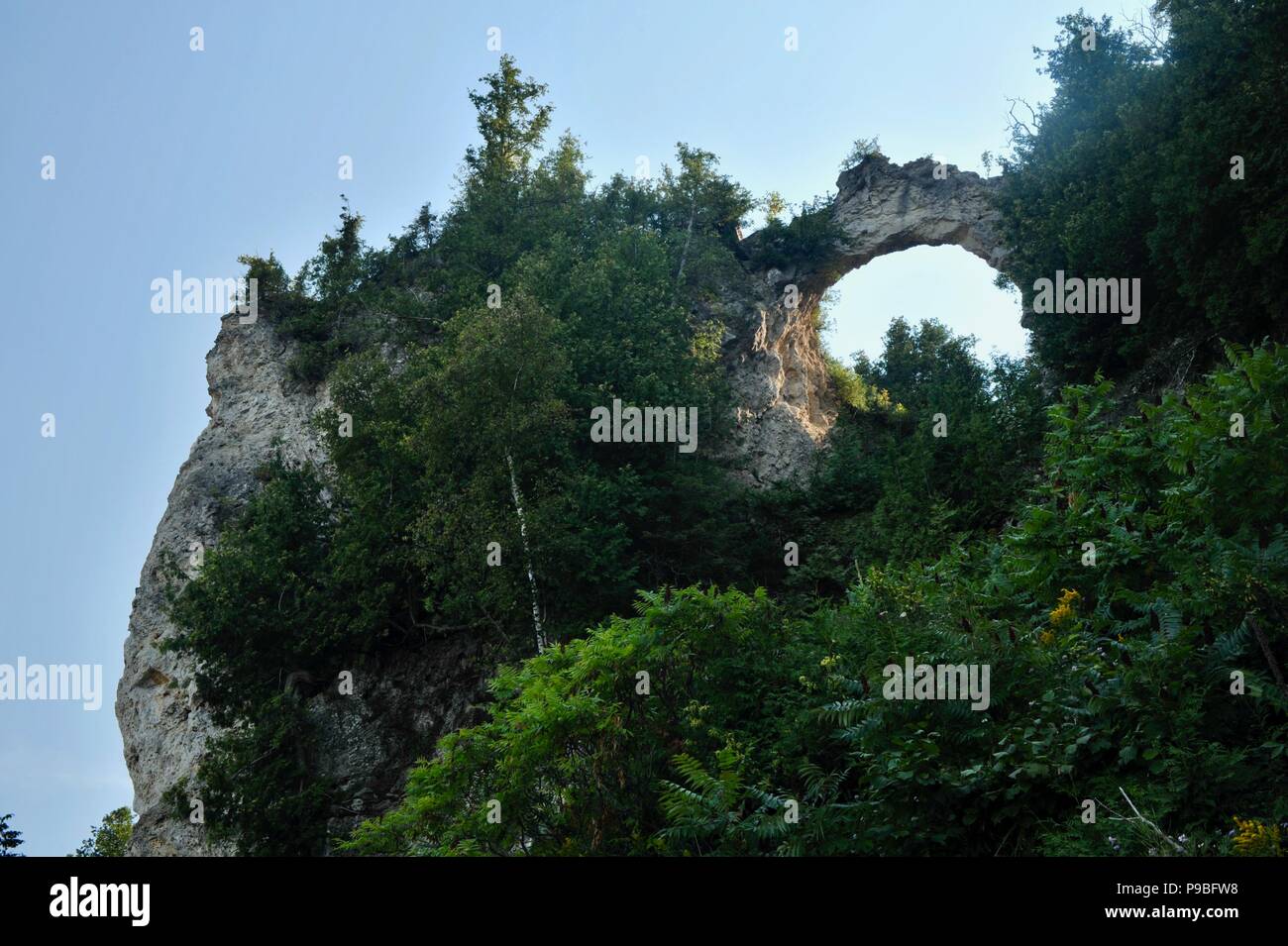 Famous Arch Rock unique geological limestone formation, cliffs and ...