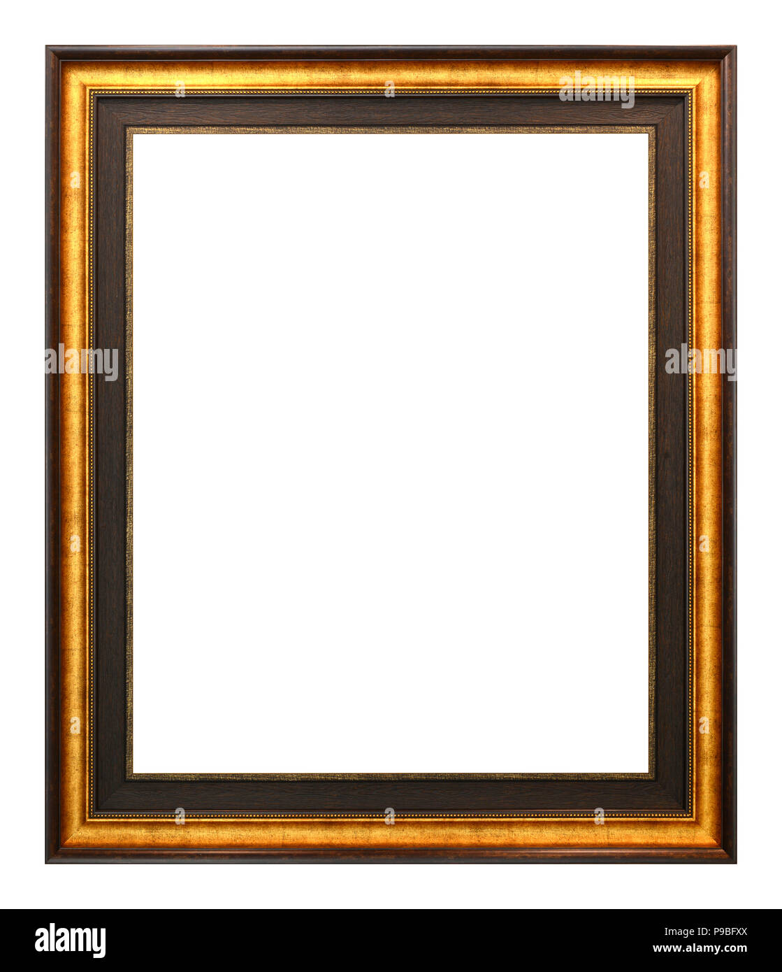 Antique gold and brown frame isolated on the white background vintage ...