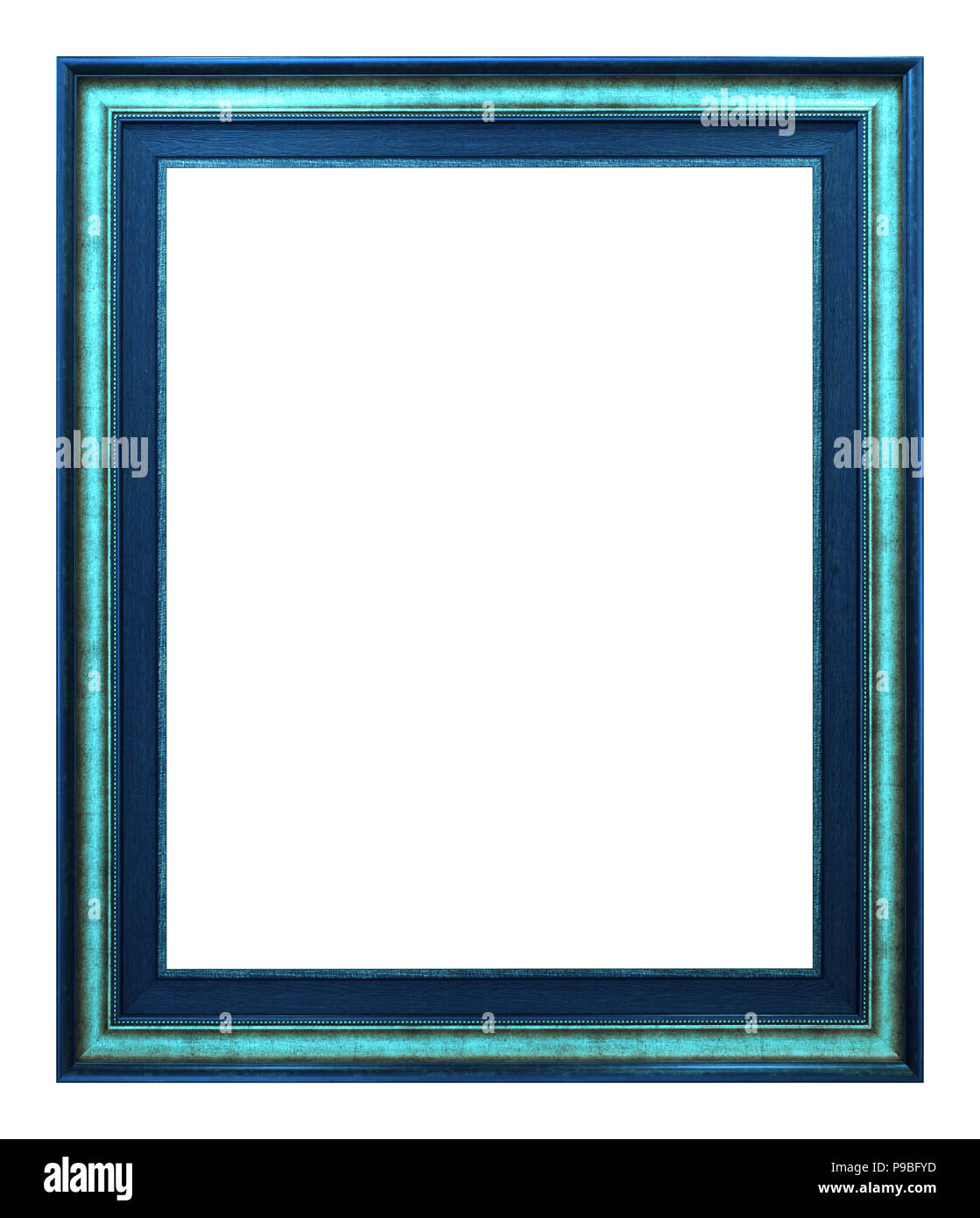 Antique blue frame isolated on the white background vintage style Stock ...