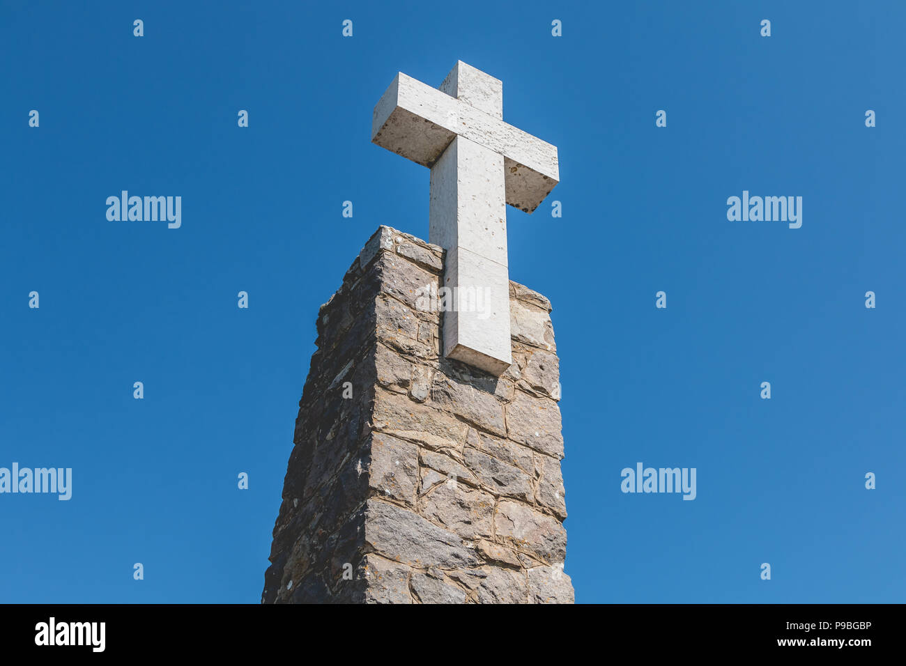 architectural detail of the Cabo da Roca cross in Portugal, the ...