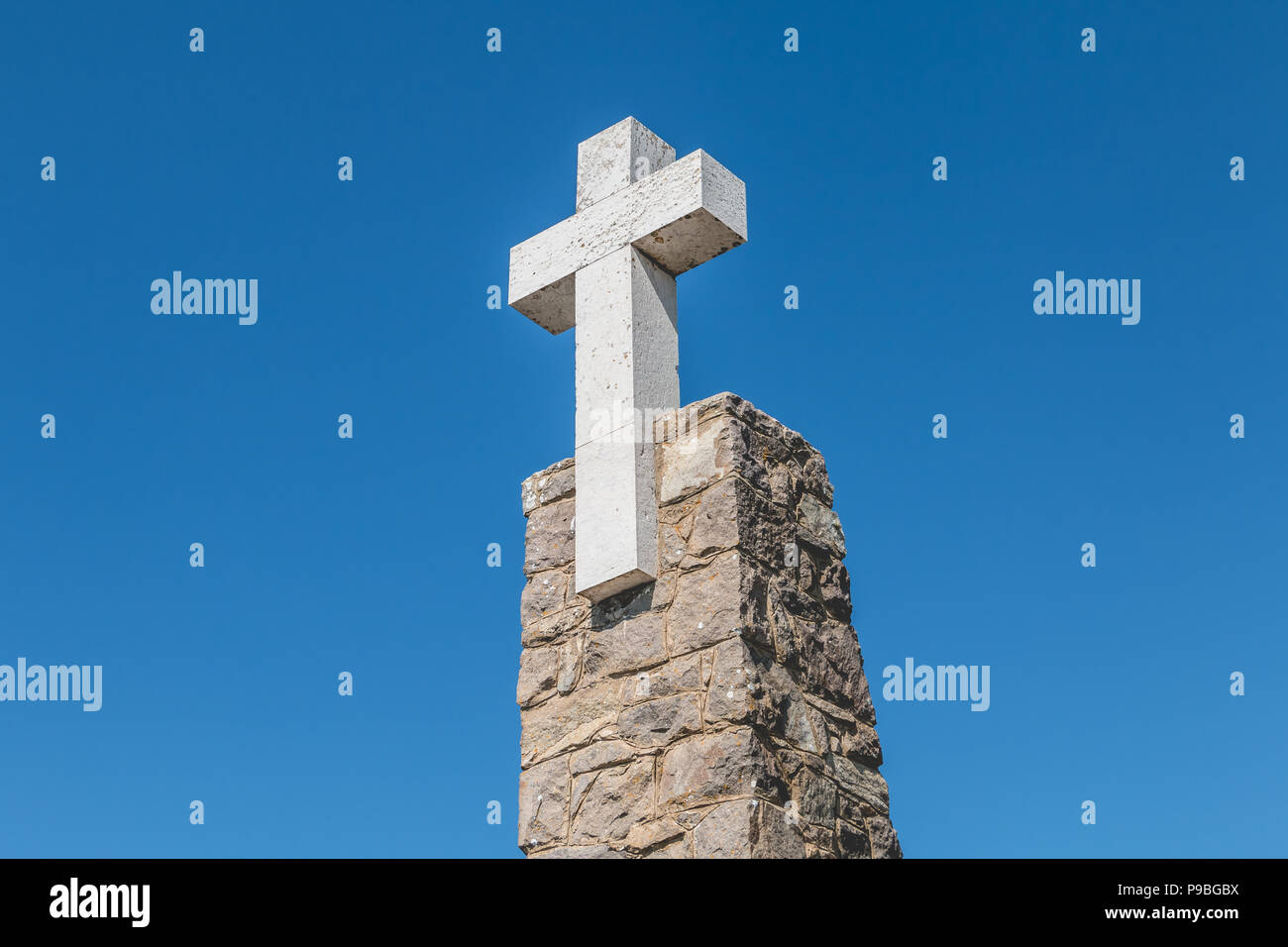architectural detail of the Cabo da Roca cross in Portugal, the ...