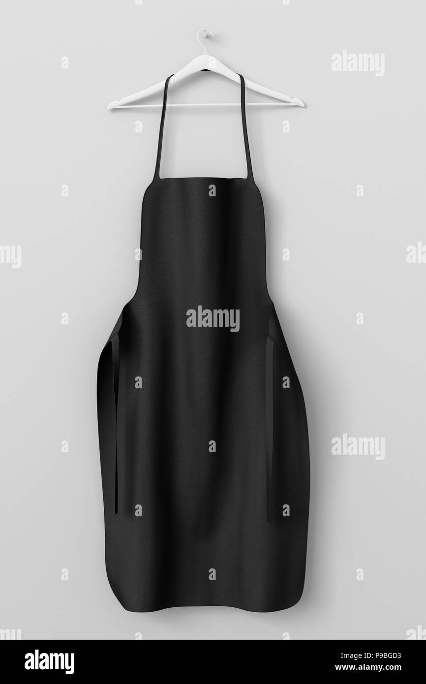 Black apron, cooking cloth uniform mockup. Isolated on white background ...