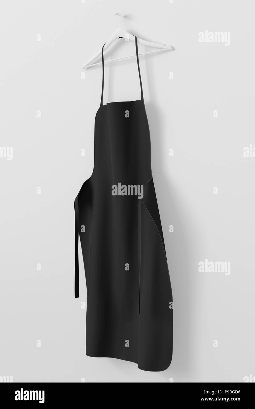 Black apron, cooking cloth uniform mockup. Isolated on white background ...
