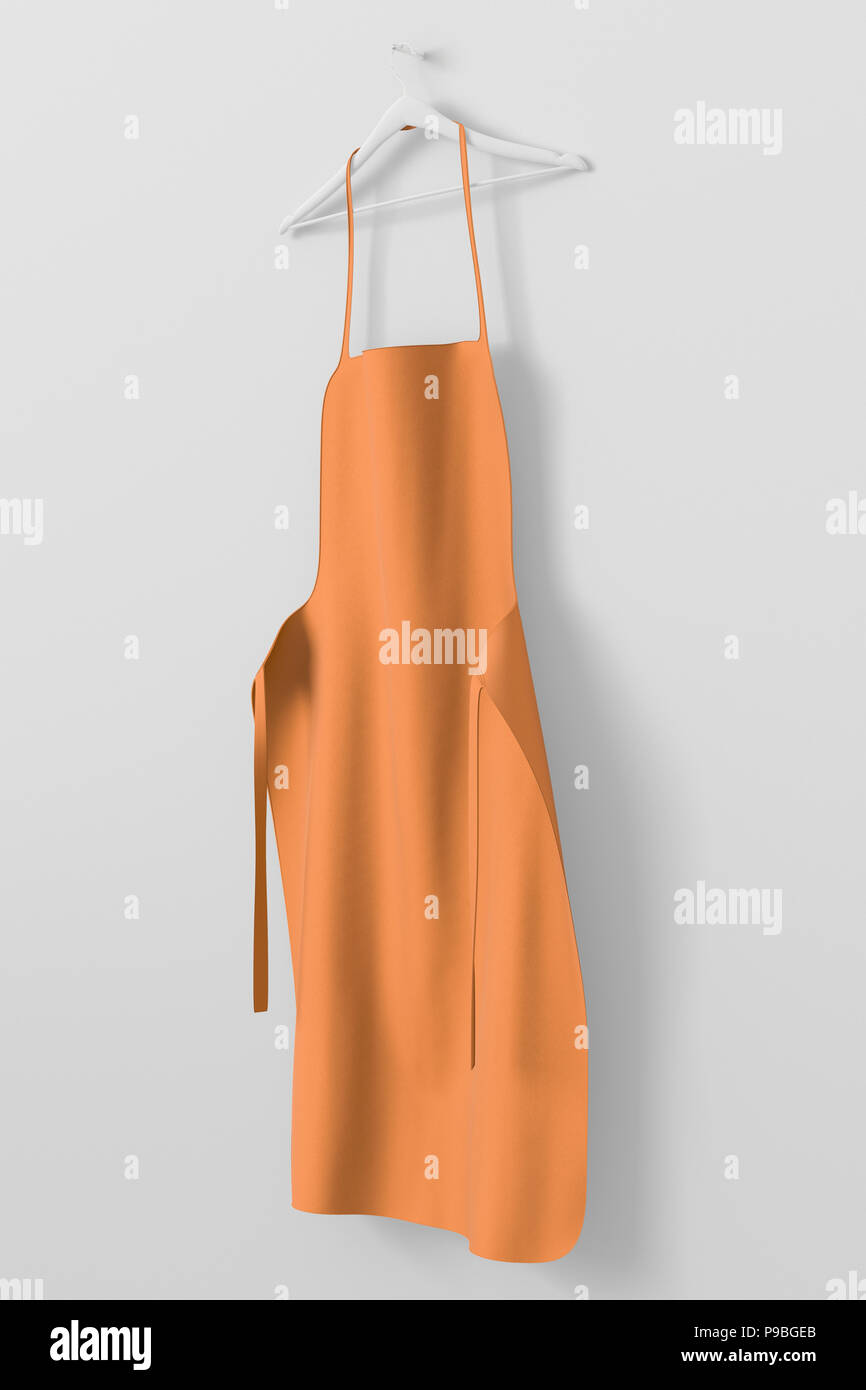 Brown apron, cooking cloth uniform mockup. Isolated on white background ...