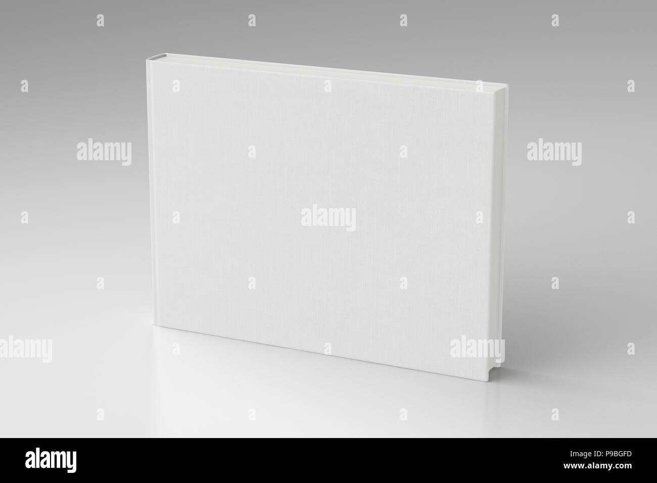 White blank book textured cover with landscape orientation standing ...