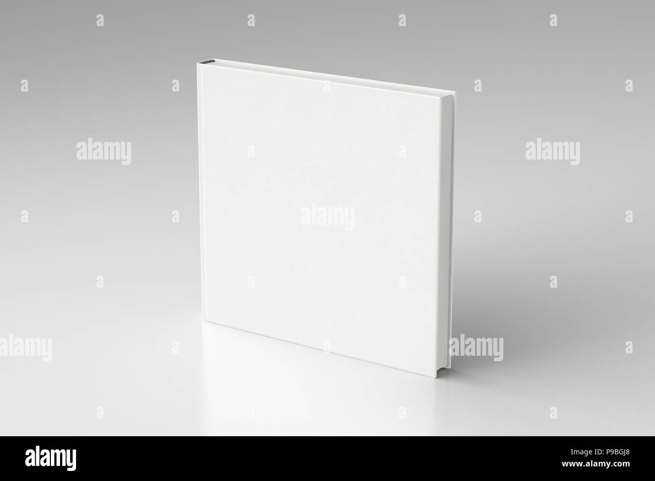 White blank square book cover standing isolated on white background ...