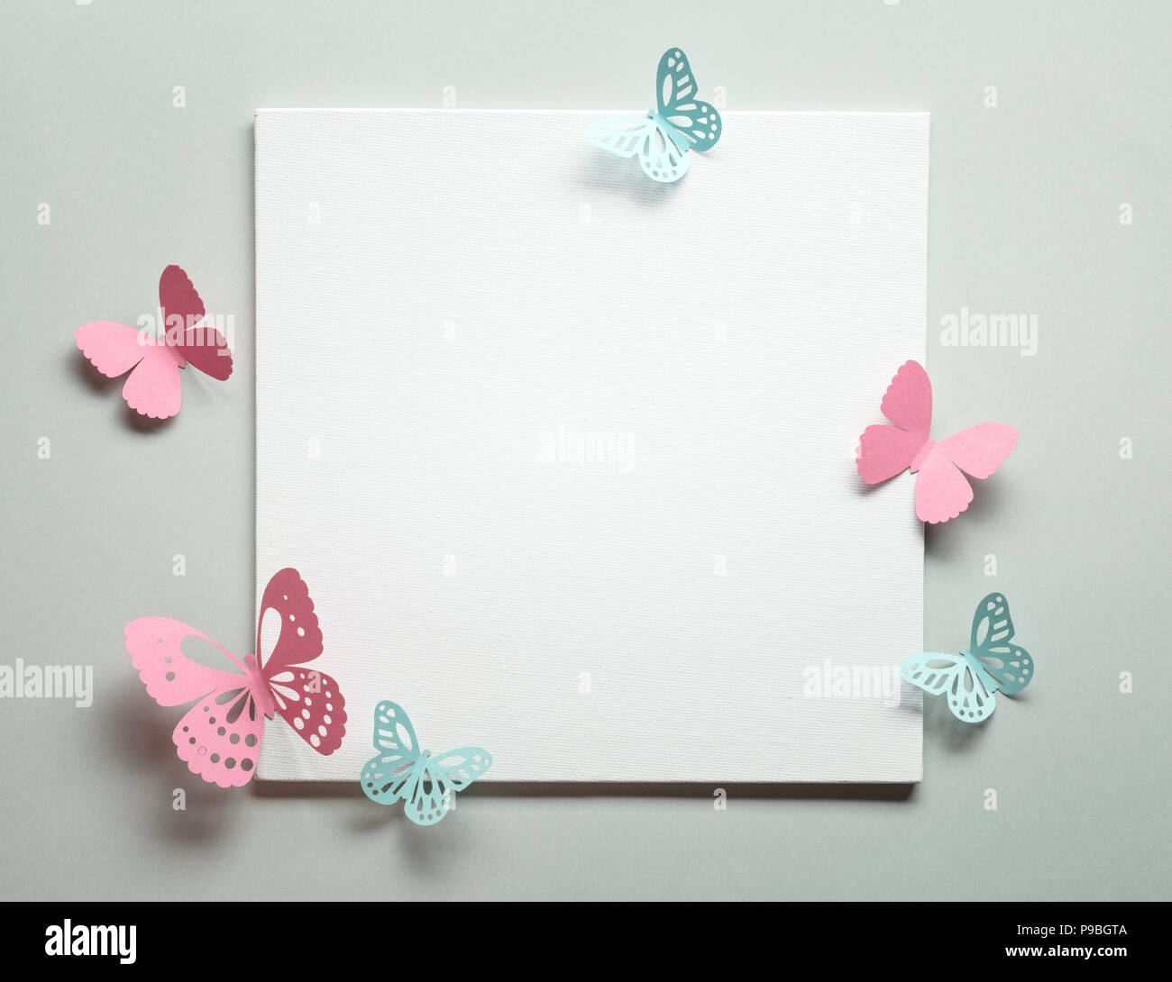 Paper butterfly on blank card Stock Photo - Alamy