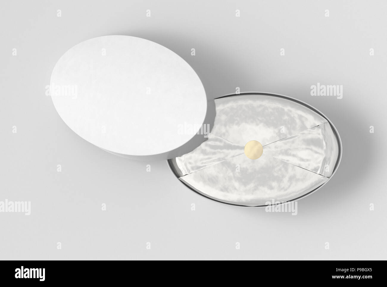 Open white oval gift box isolated on white background with clipping ...