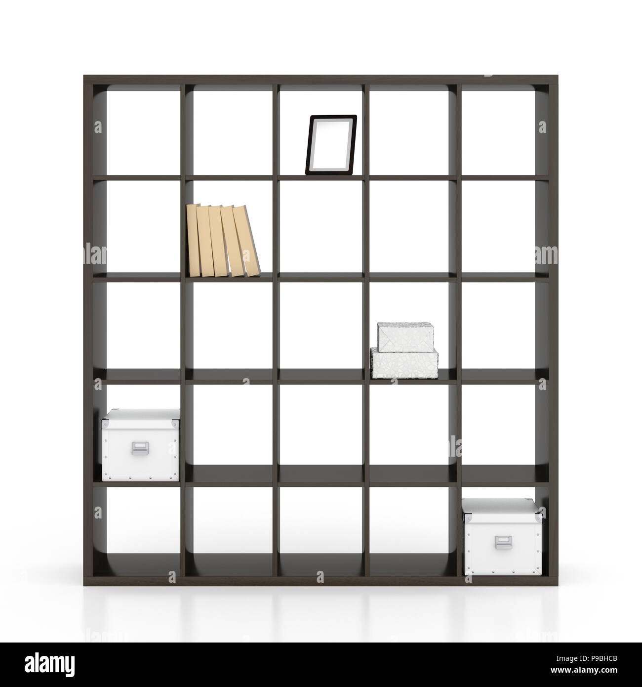 Dark brown book rack isolated on white background. Include clipping ...