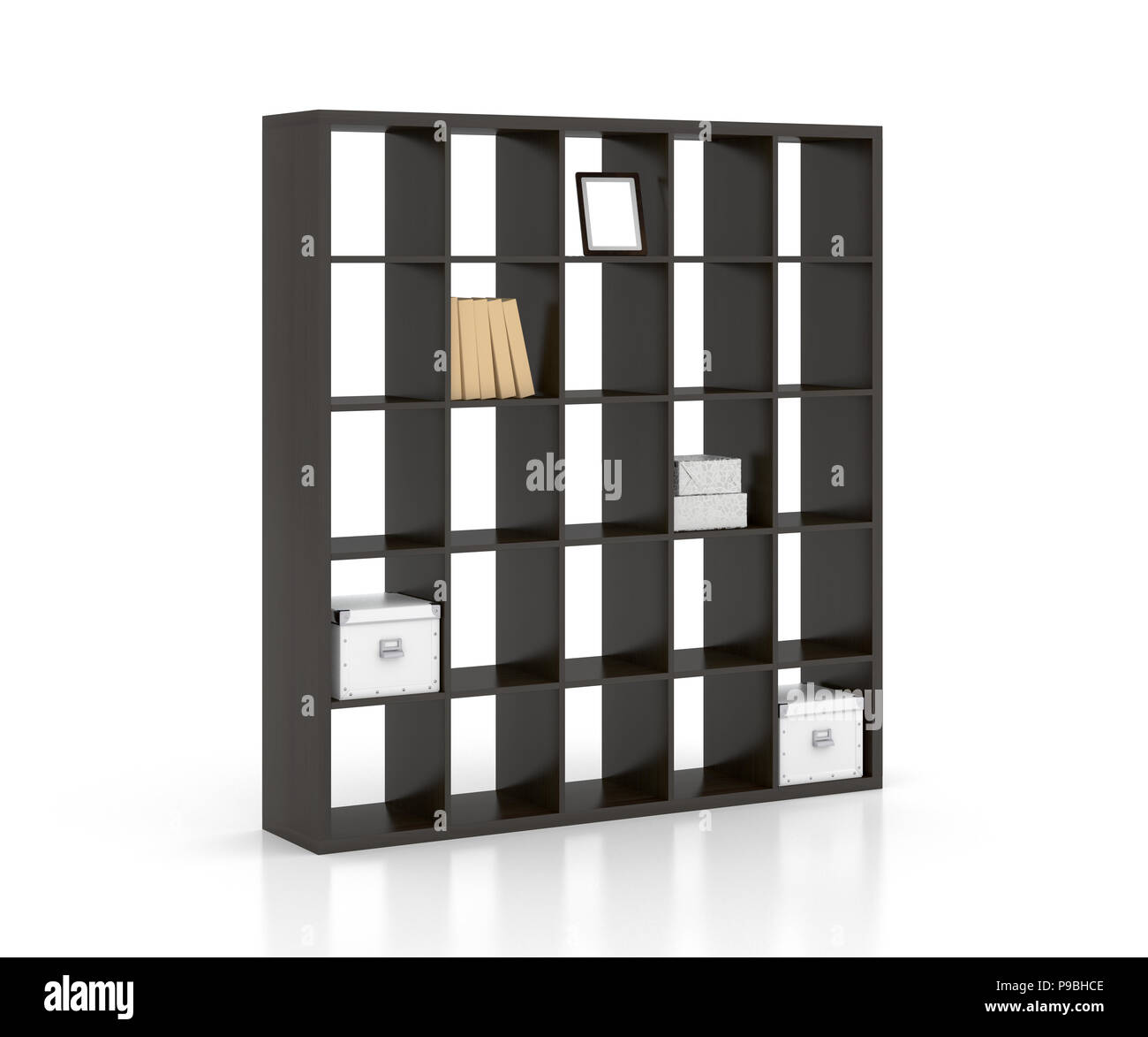 Dark brown book rack isolated on white background. Include clipping ...