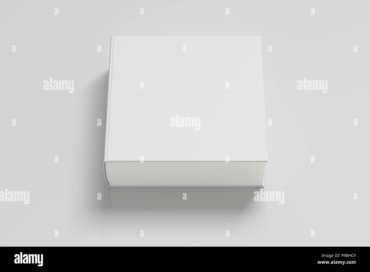 White blank square thick book cover on white background with clipping ...