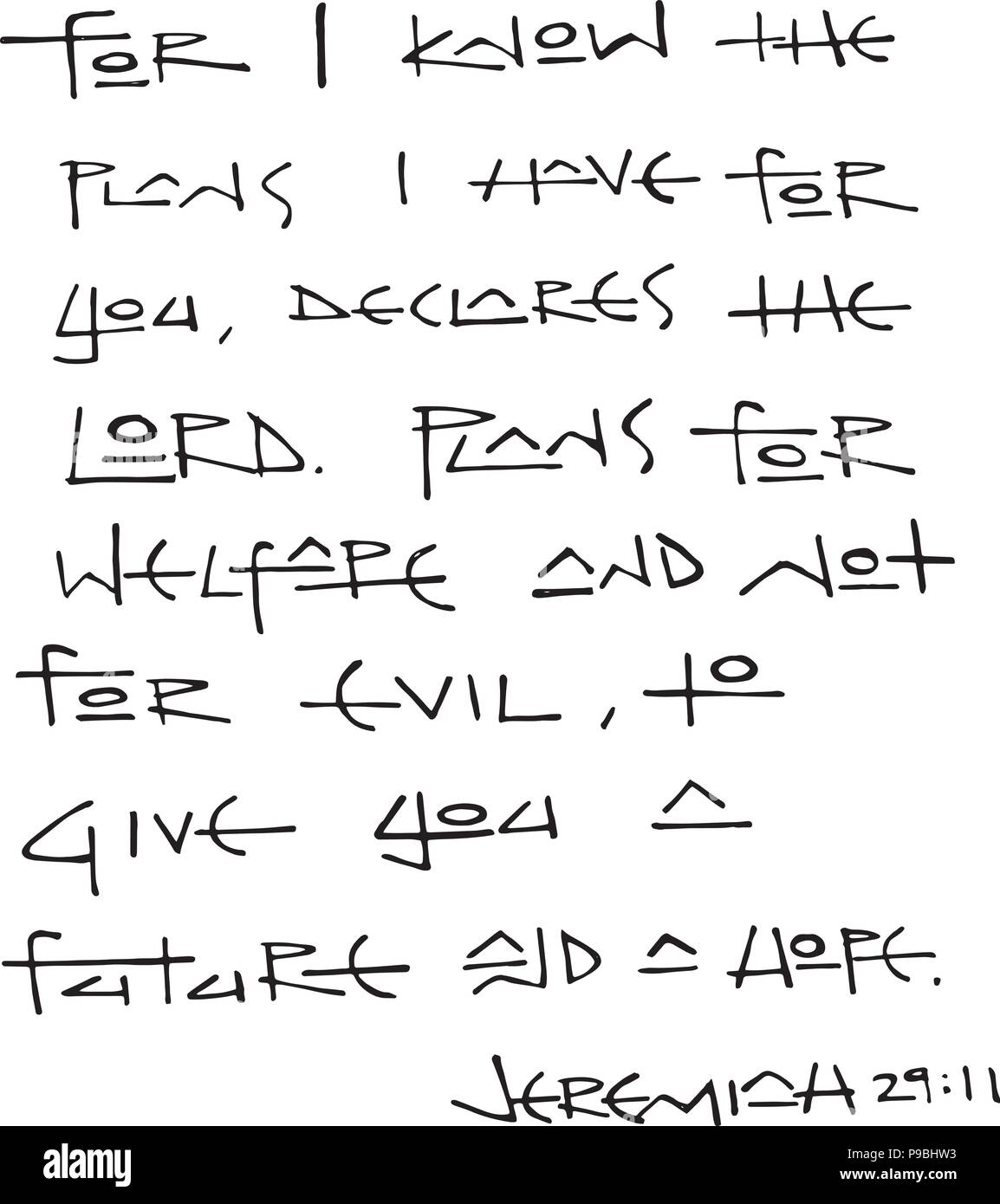 Hand drawn illustration or drawing of a Christian Biblical phrase of ...