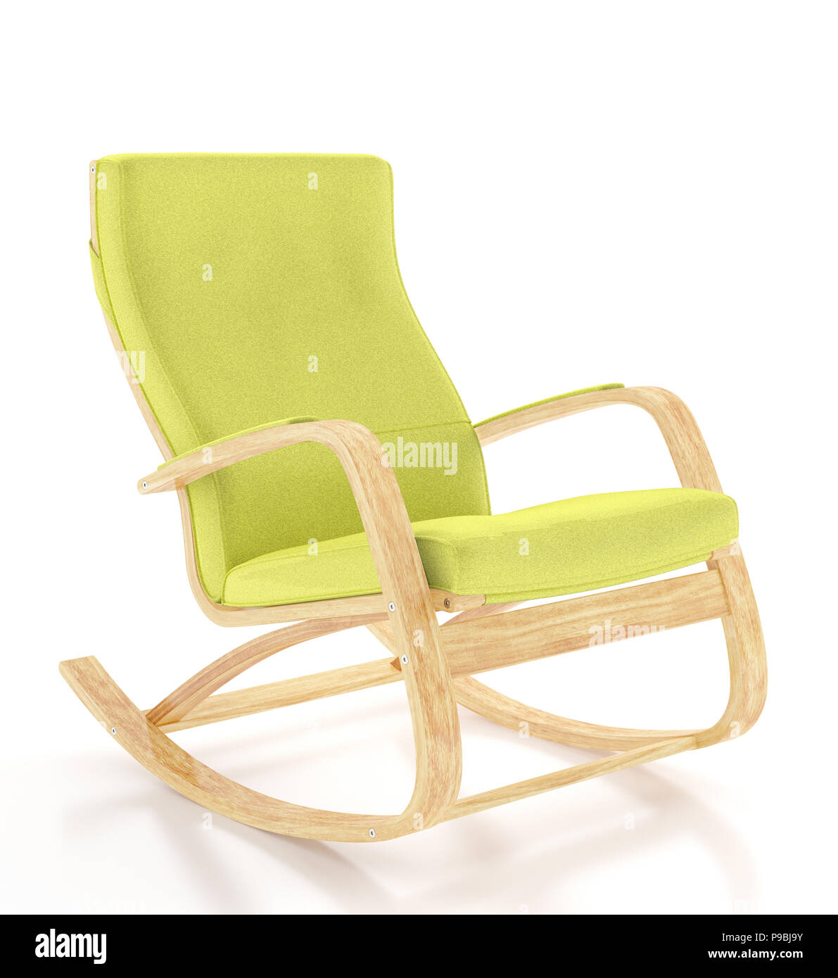 Yellow rocking chair isolated on white background. Include clipping ...
