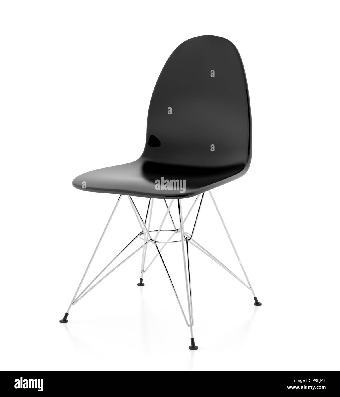 Modern design black plastic chair isolated on white background. Include ...