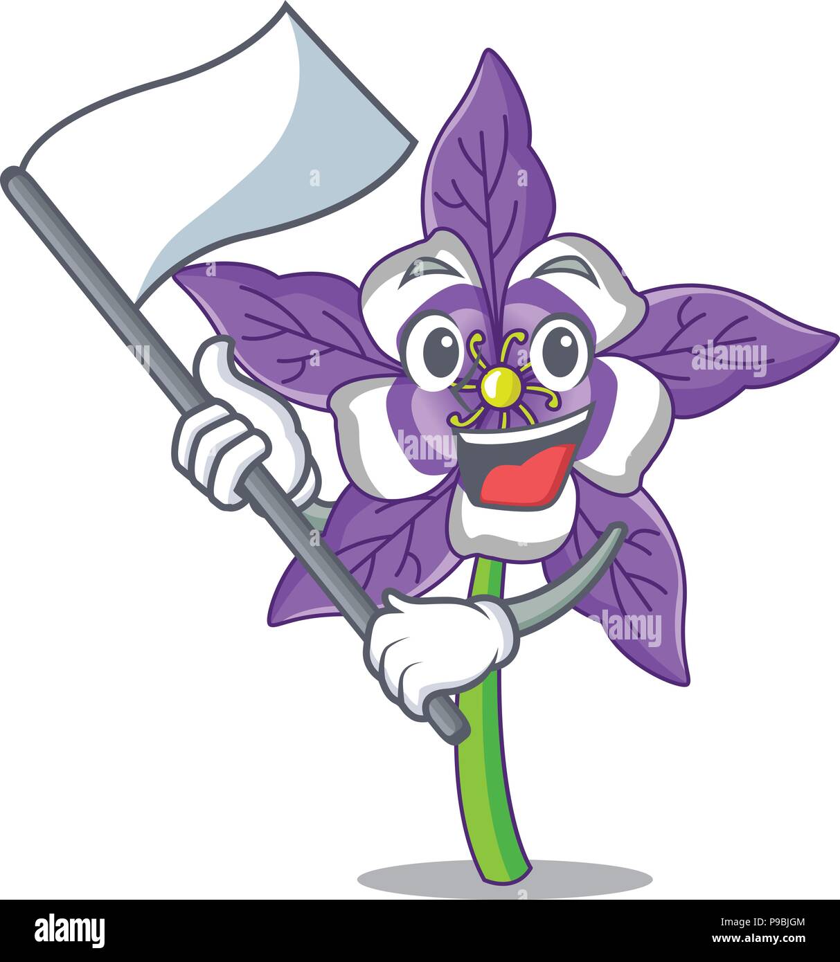 With flag columbine flower mascot cartoon Stock Vector Image & Art - Alamy