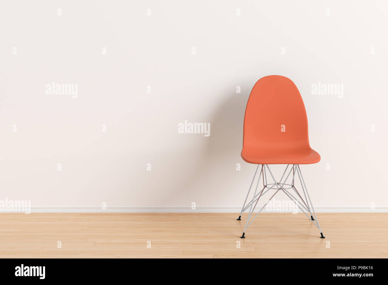 Modern design brown plastic chair in empty interior. 3d render Stock ...