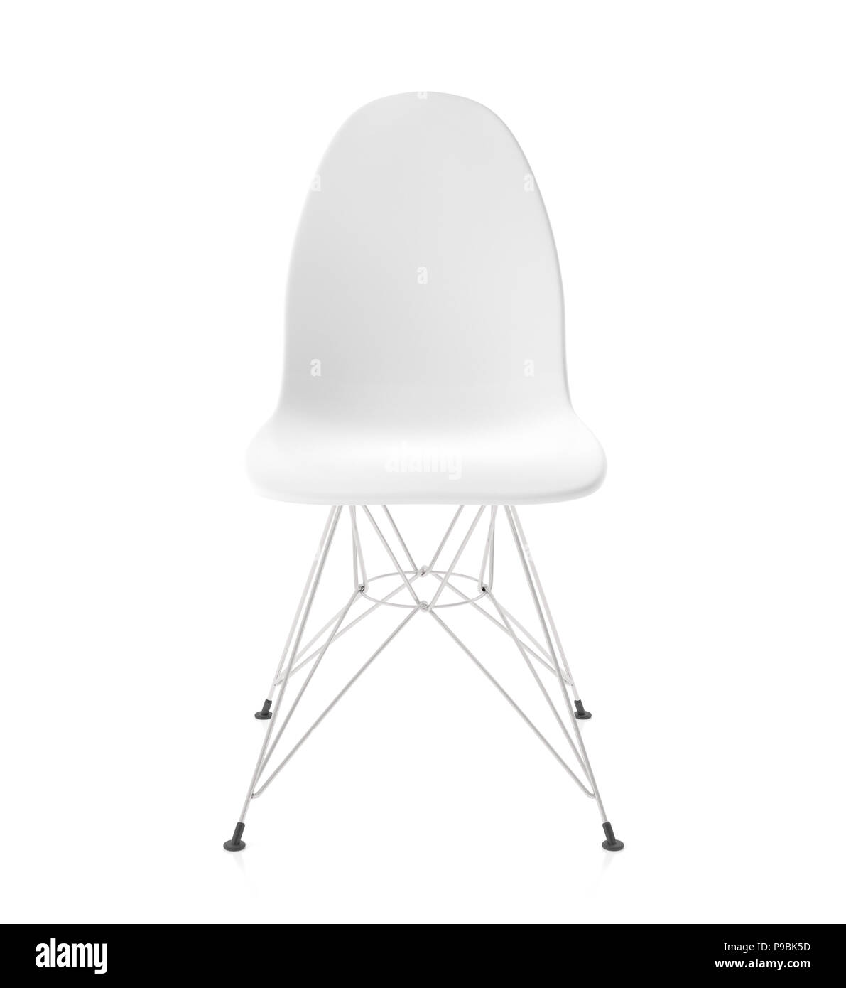 Modern design white plastic chair isolated on white background. Include ...