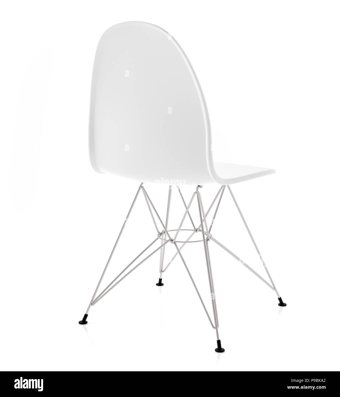 Modern design white plastic chair isolated on white background. Include ...