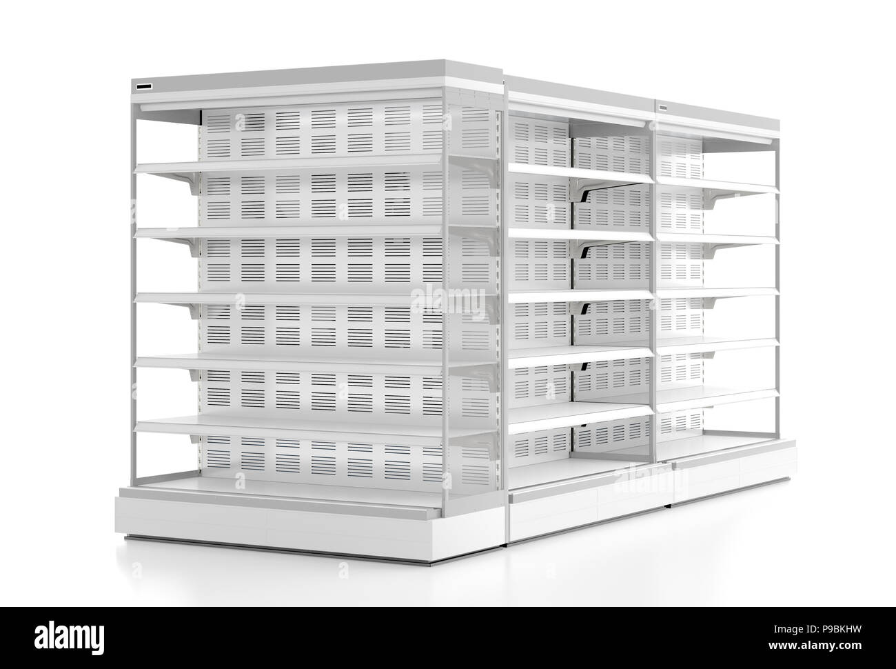 Set of empty supermarket refrigerator showcase. Isolated on white ...
