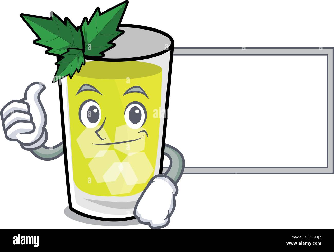 Thumbs up with board mint julep character cartoon Stock Vector Image ...
