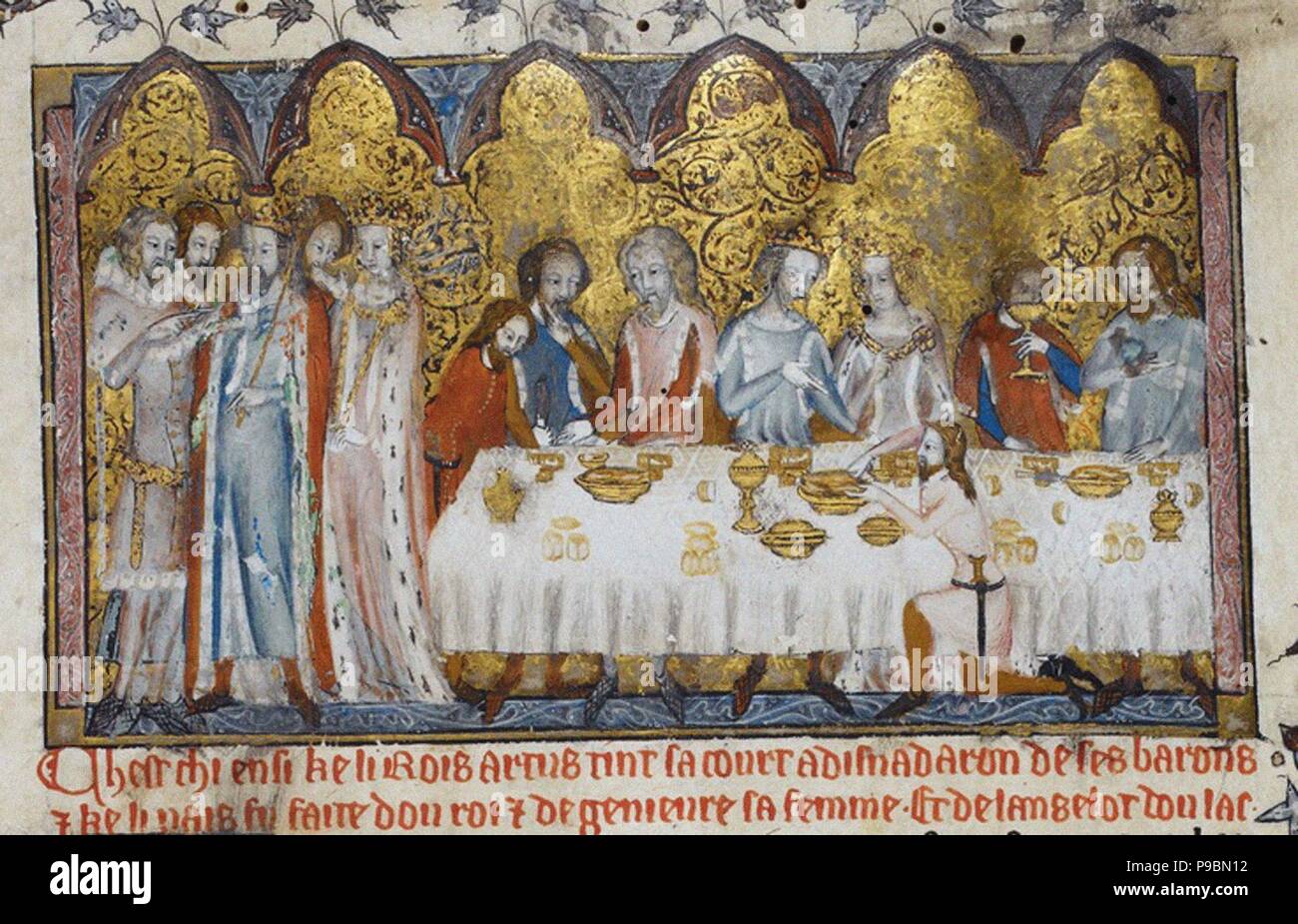 Feasting at King Arthur's Court. Museum: BRITISH LIBRARY Stock Photo ...
