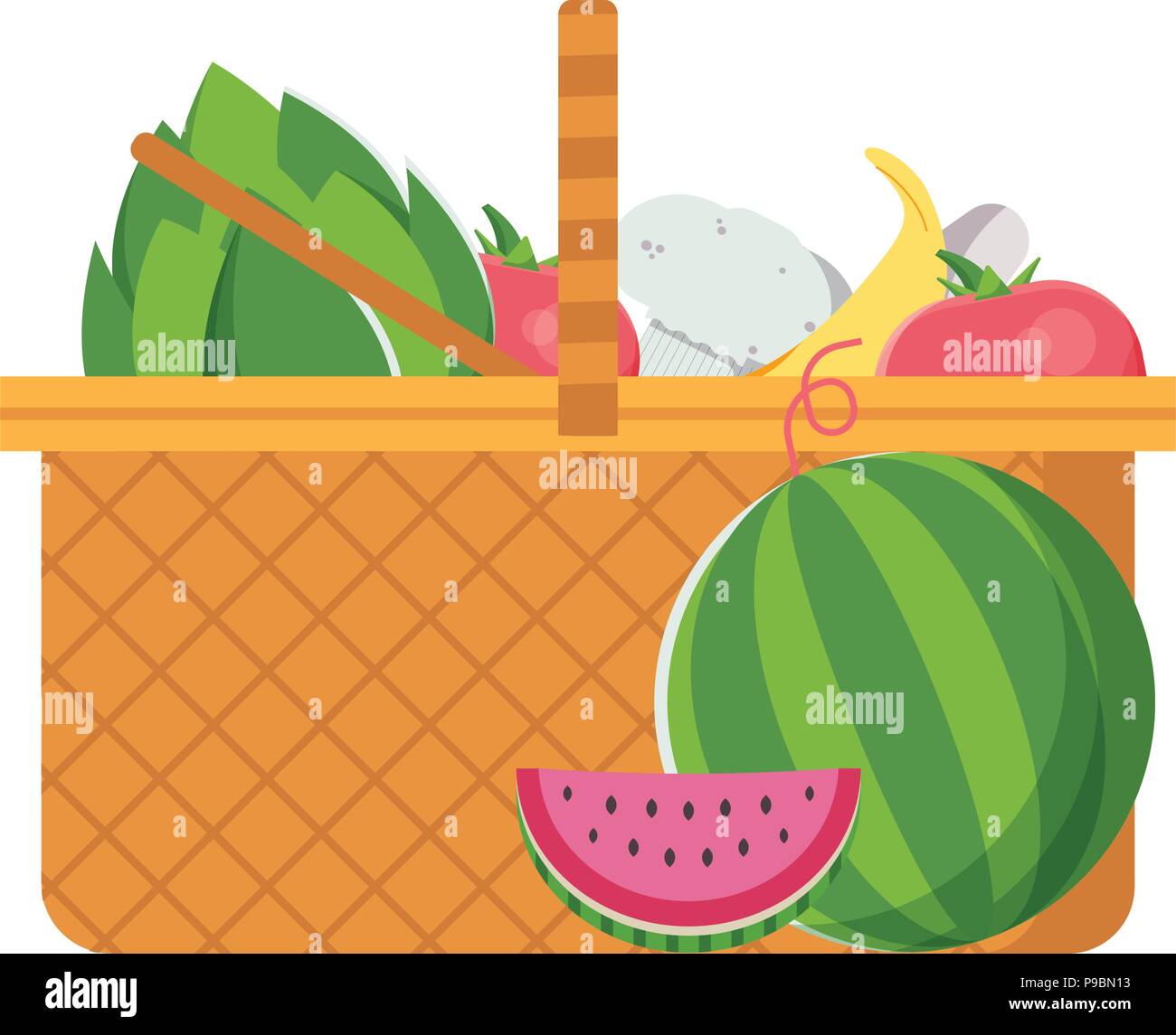 Wicker Picnic Vegetable Basket Stock Vector Image & Art - Alamy