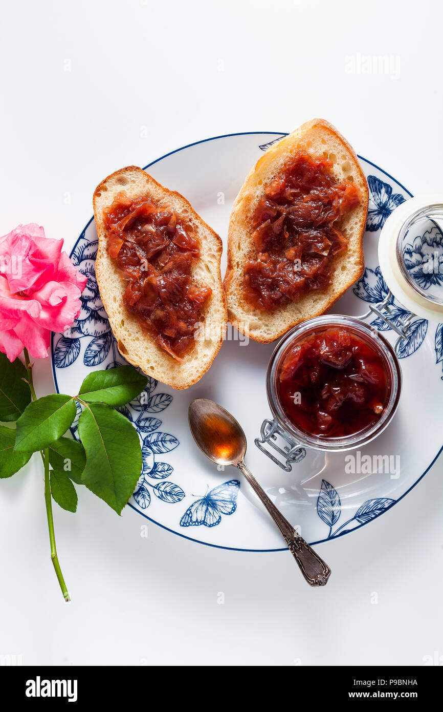 freshly made homemade jam from roses. summer conservation. isolated on ...