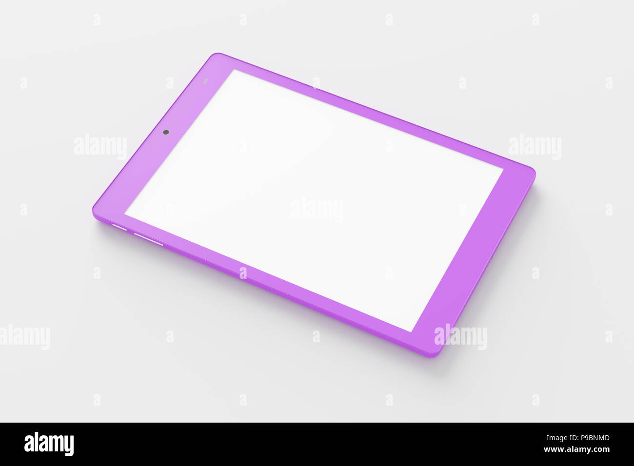 Purple tablet pc with 4:3 screen aspect ratio with white blank screen ...