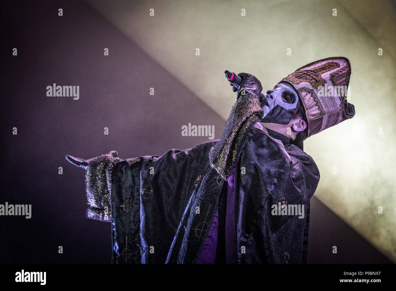 Swedish rock band Ghost on stage at the 2015 Copenhell Metal festival ...