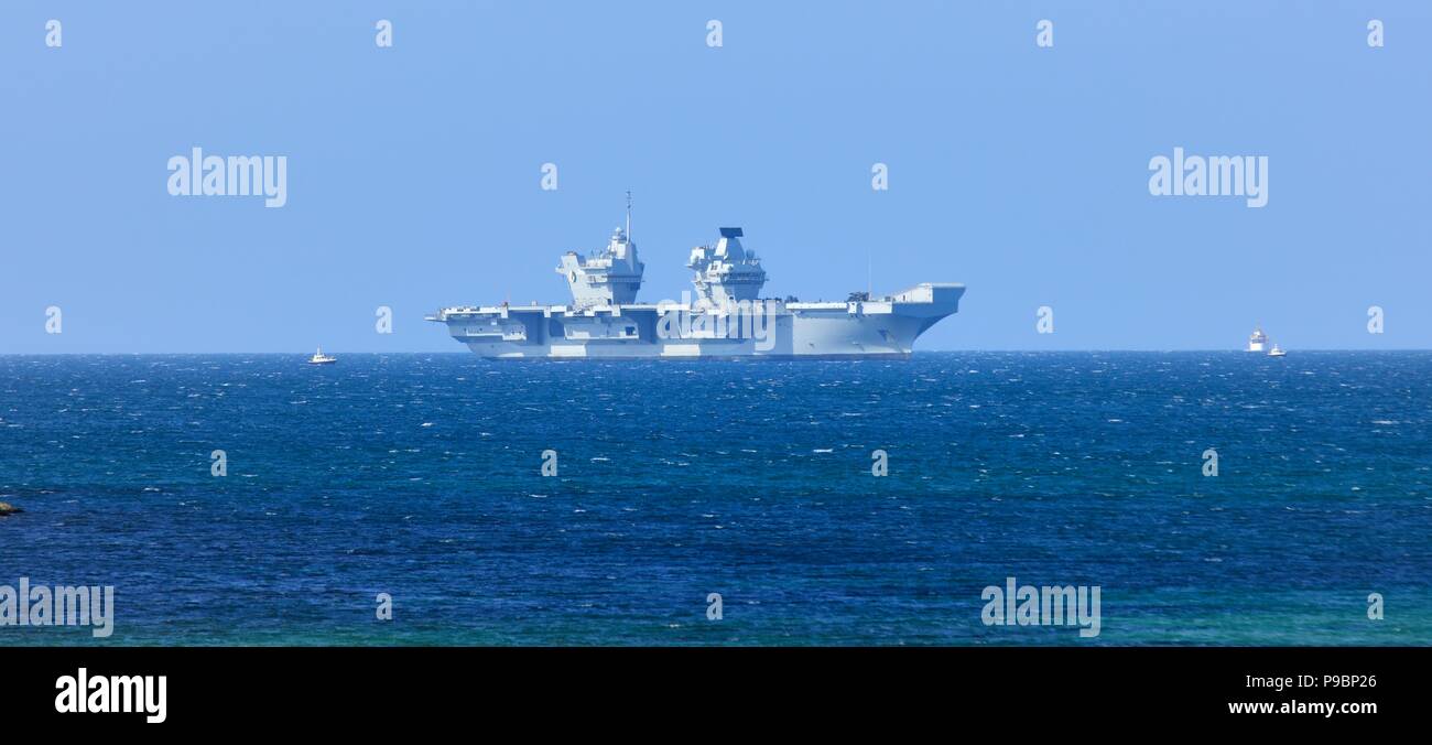 HMS Queen Elizabeth R08 Aircraft Carrier on a sea trial,Marazion ...