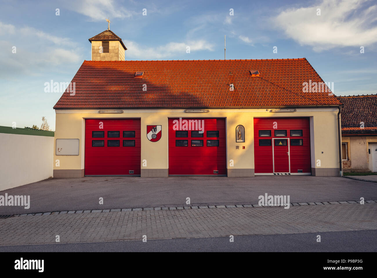 Fire station in Bernhardsthal town, Mistelbach district in the Austrian ...