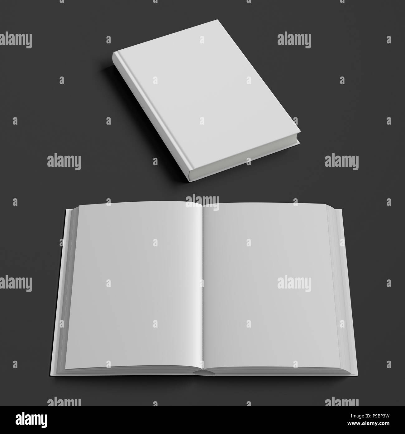 Open and closed books with white cover and blank pages isolated on ...