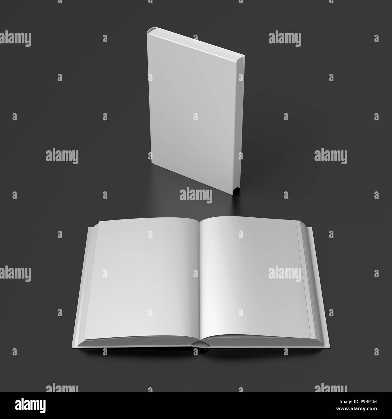 Open and closed books with white cover and blank pages isolated on ...