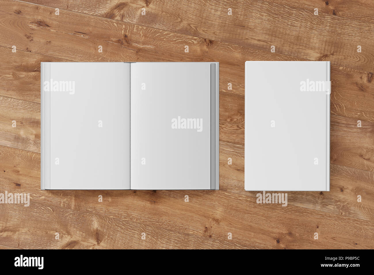 Open and closed books with white cover and blank pages isolated on ...