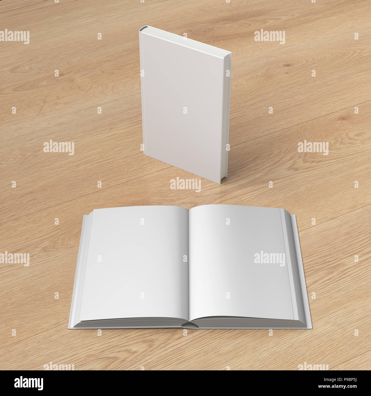 Open and closed books with white cover and blank pages isolated on ...