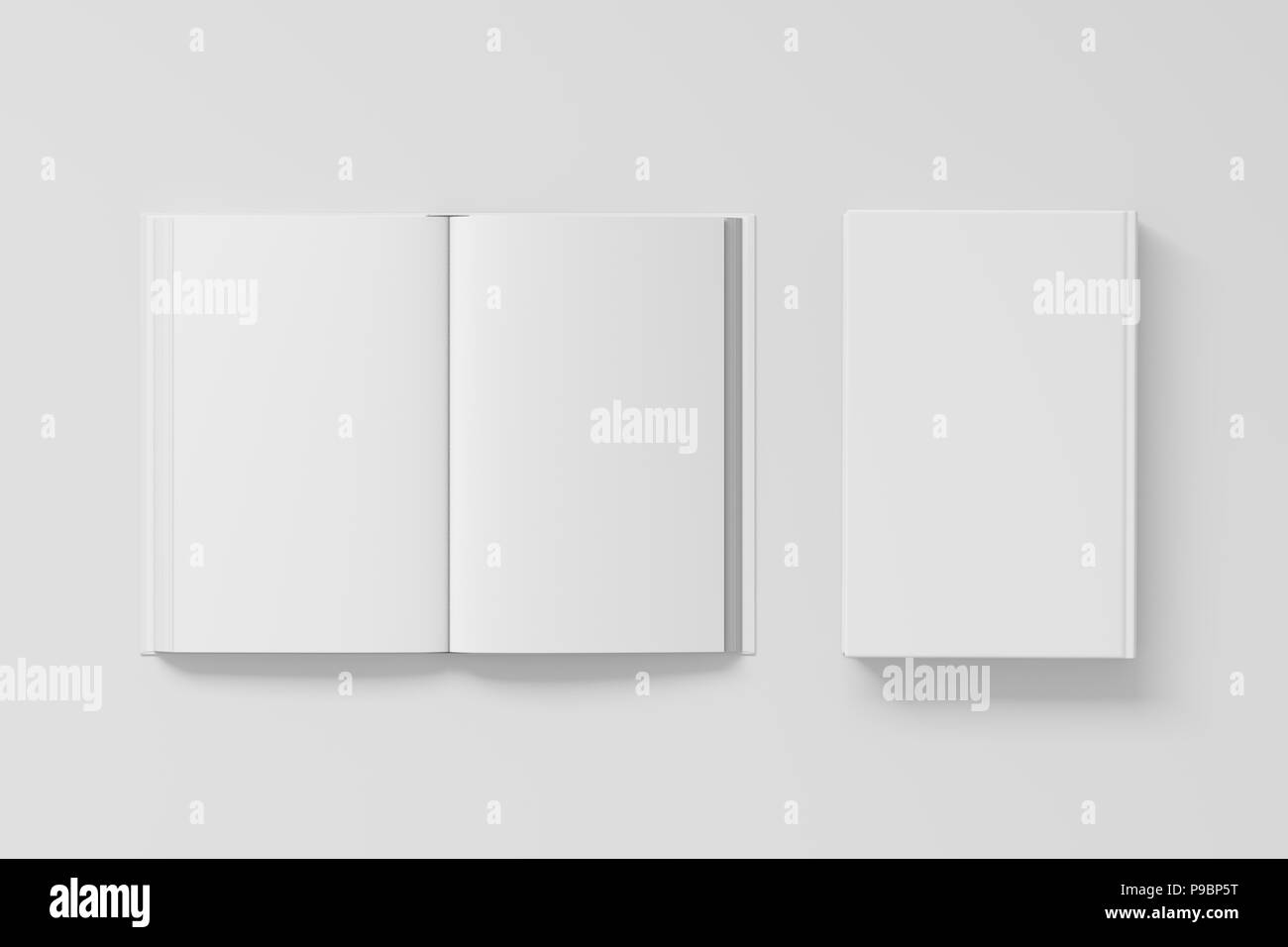 Open and closed books with white cover and blank pages isolated on ...
