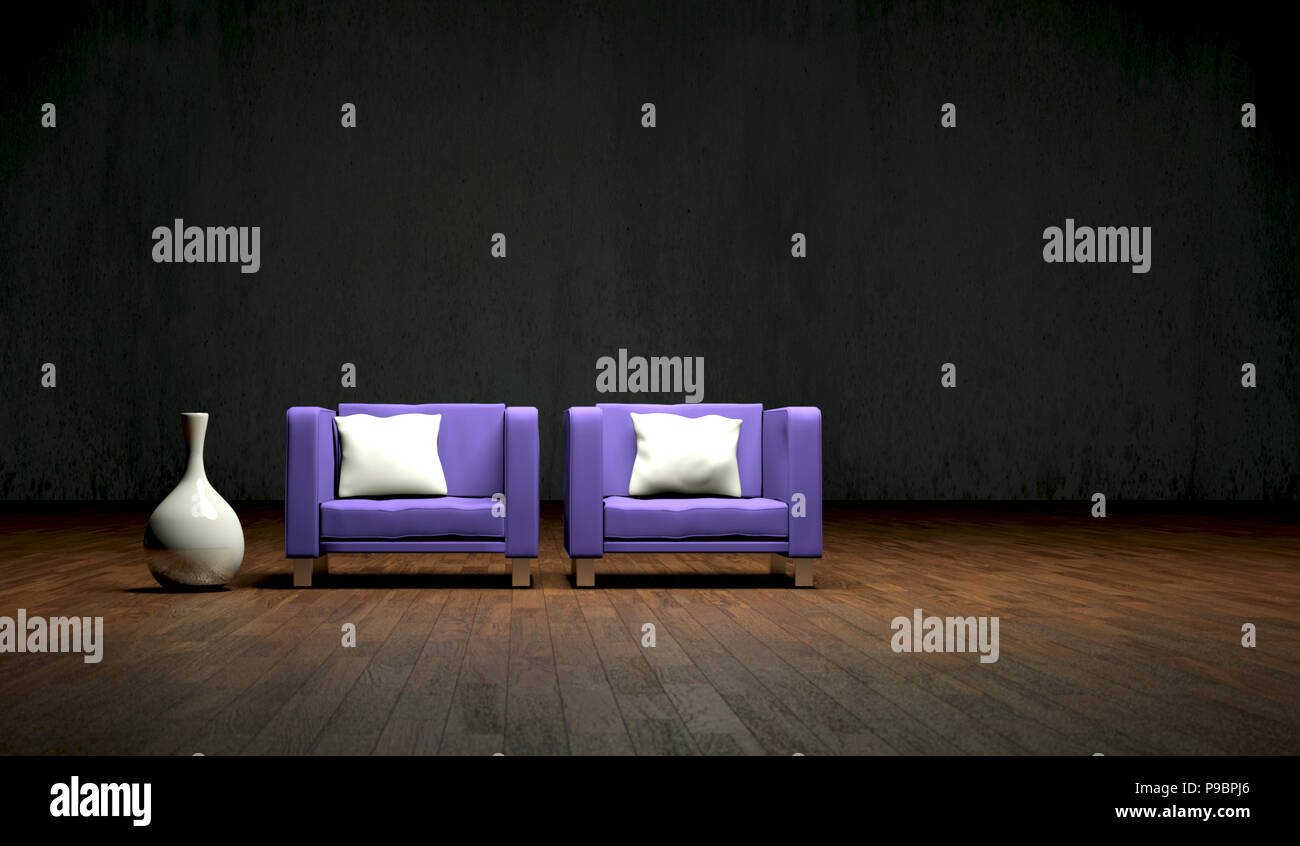 Interior design modern bright room with armchair Stock Photo - Alamy