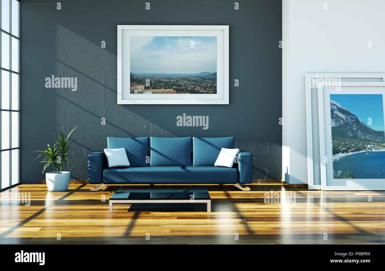 Interior design modern bright room with sofa Stock Photo - Alamy