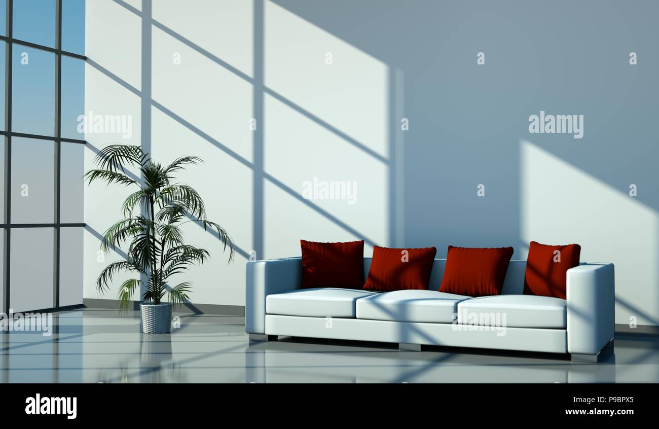 Interior design modern bright room with white sofa Stock Photo - Alamy