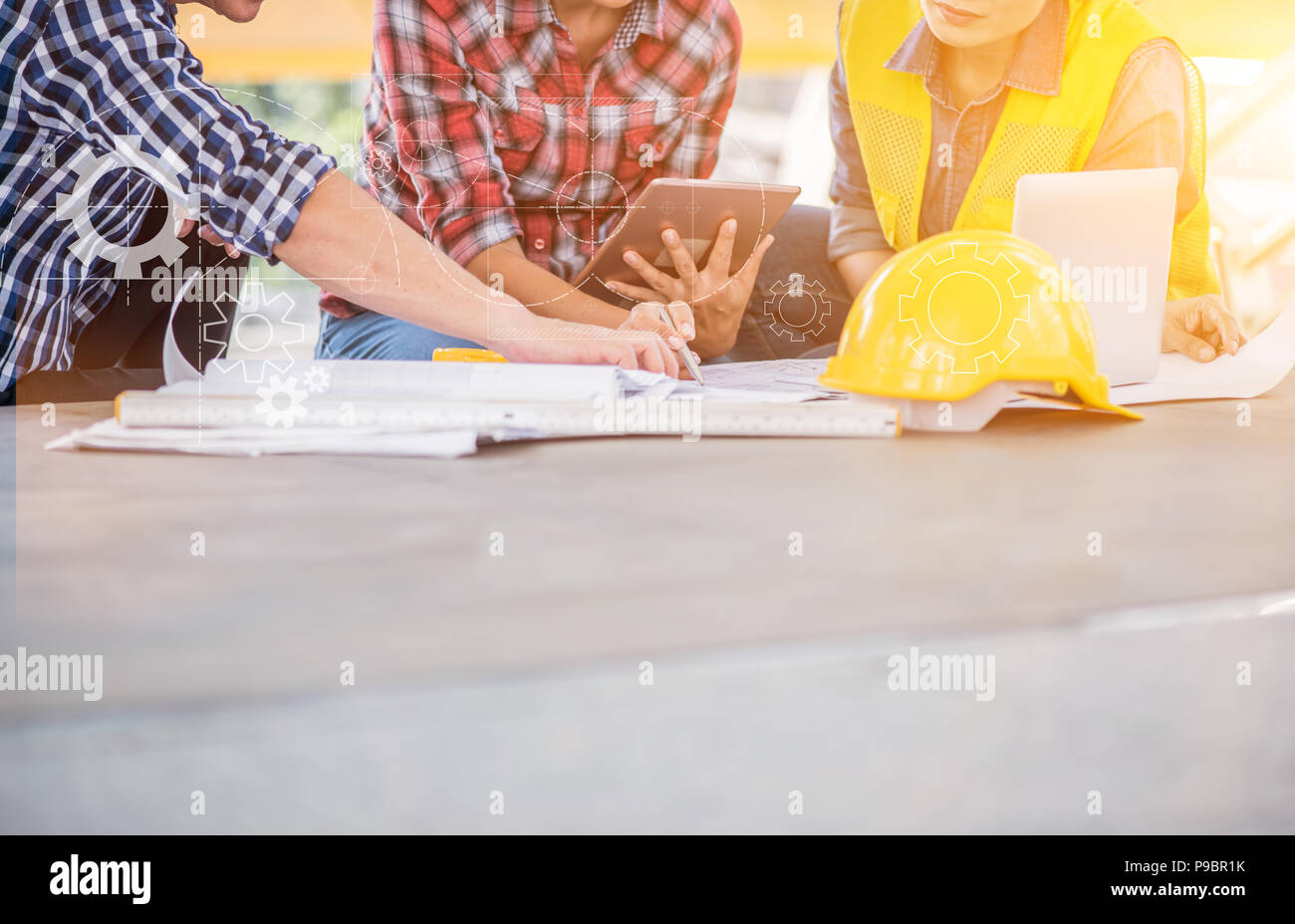 engineer and teamwork, meeting for successful project building ...