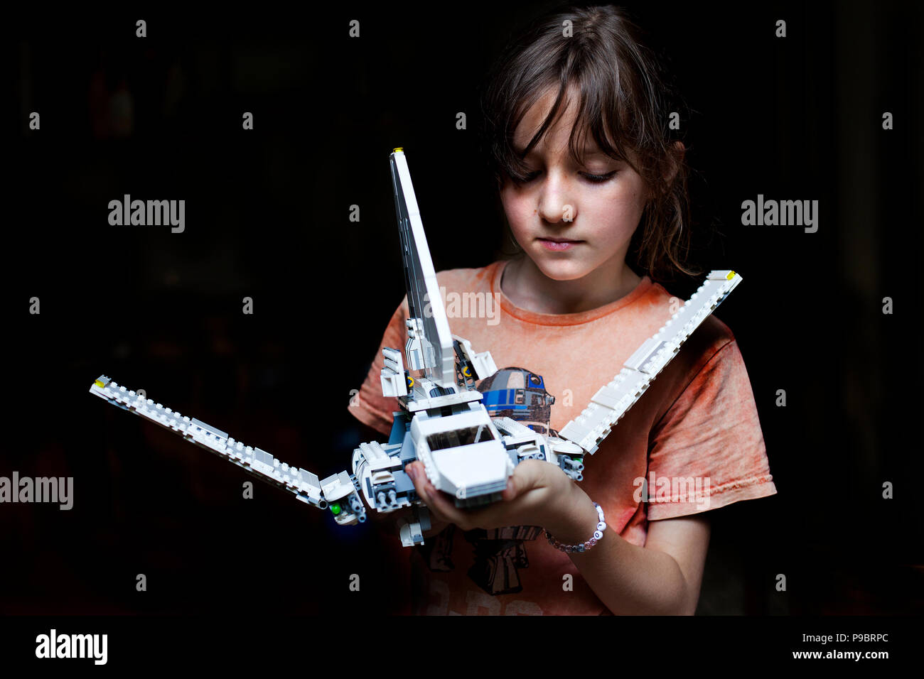 Boy with Lego Star Wars model Stock Photo - Alamy